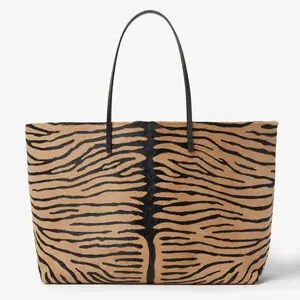 Fendi Medium Roll Tiger-print Cavallino Leather Shopper - [brown]